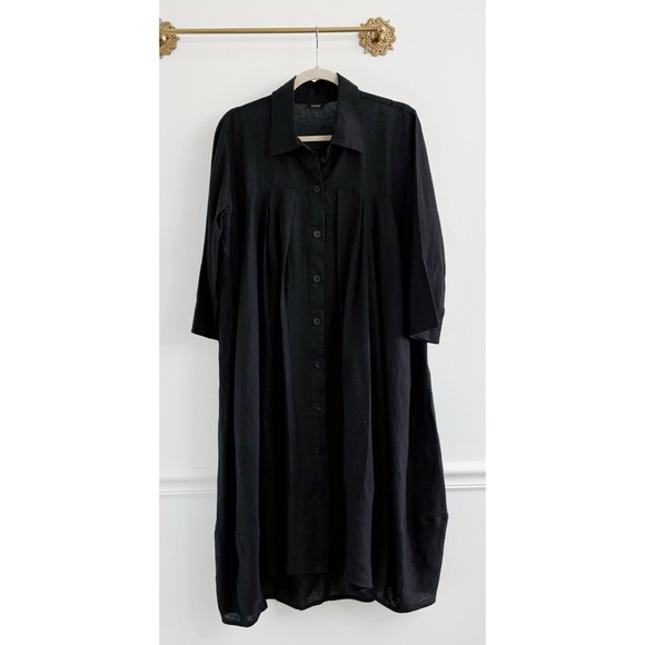 Aakasha | Dresses | Aakasha Black Cocoon Linen Shirt Dress Large | Poshmark